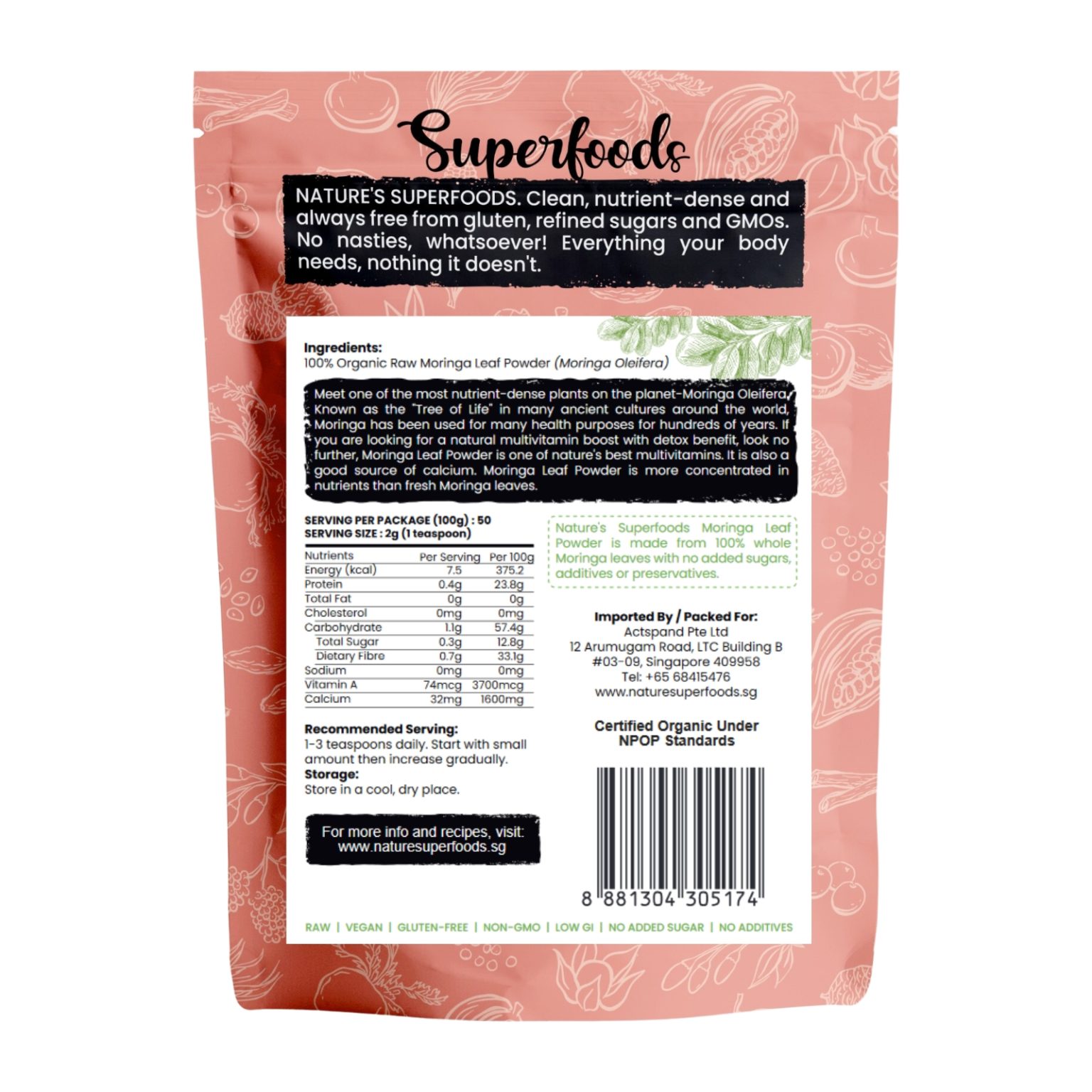 Organic Moringa Leaf Powder | Nature's Superfoods