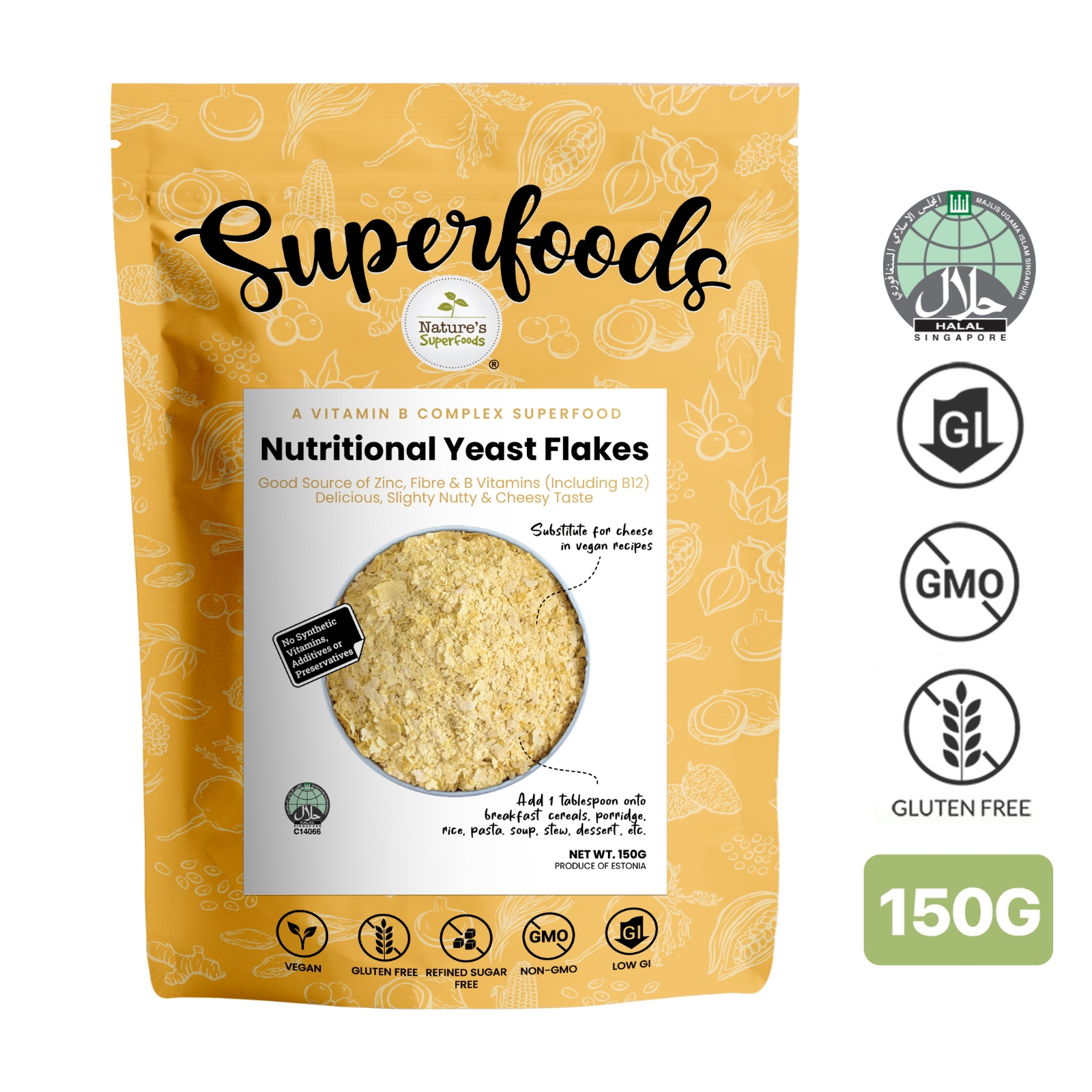 Premium Nutritional Yeast Flakes - Nature's Superfoods