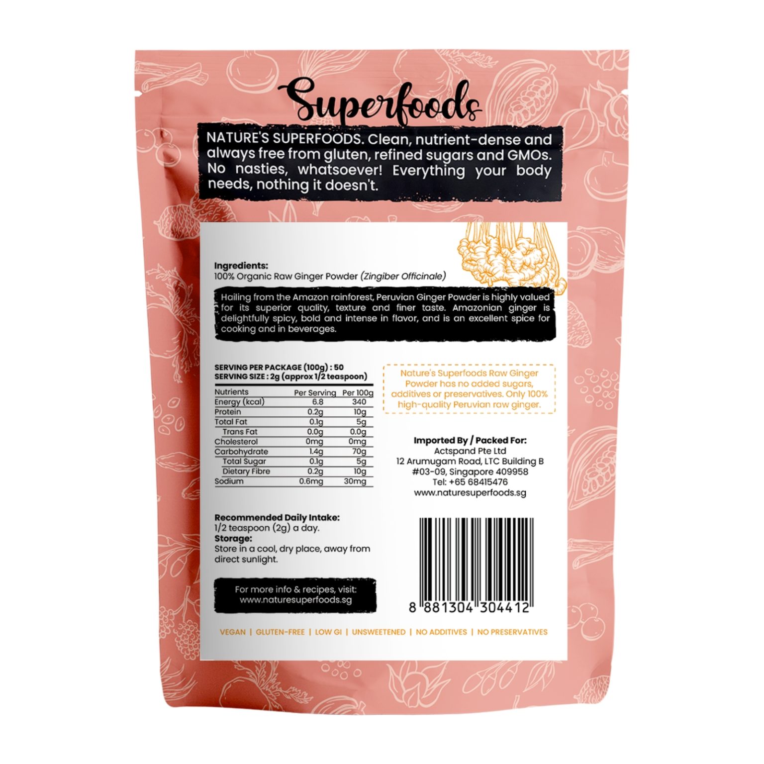 Organic Raw Peruvian Ginger Powder | Nature’s Superfoods
