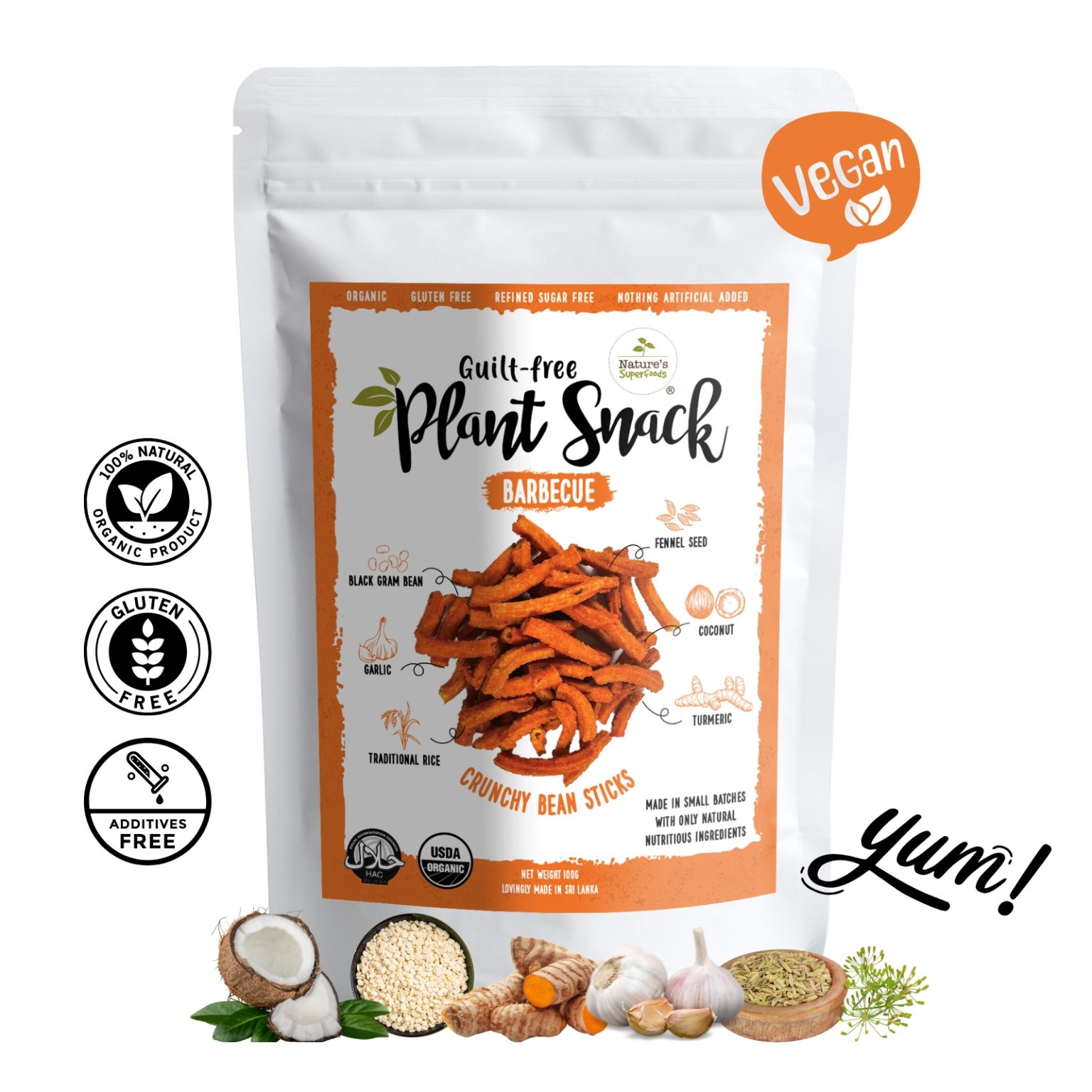 Organic Crunchy Bean Sticks - BBQ Vegan Snack